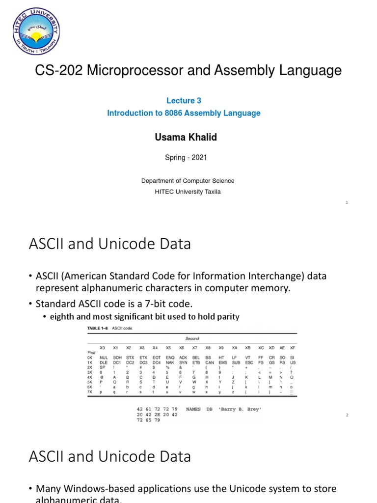 Lecture 3 Introduction To 8086 Assembly Language | Download Free PDF | Binary Coded Decimal ...