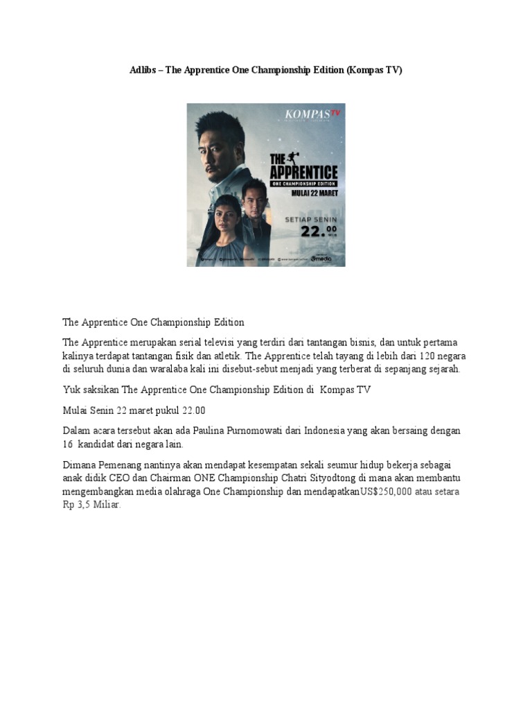 Contoh Adlibs The Apprentice Program TV | PDF
