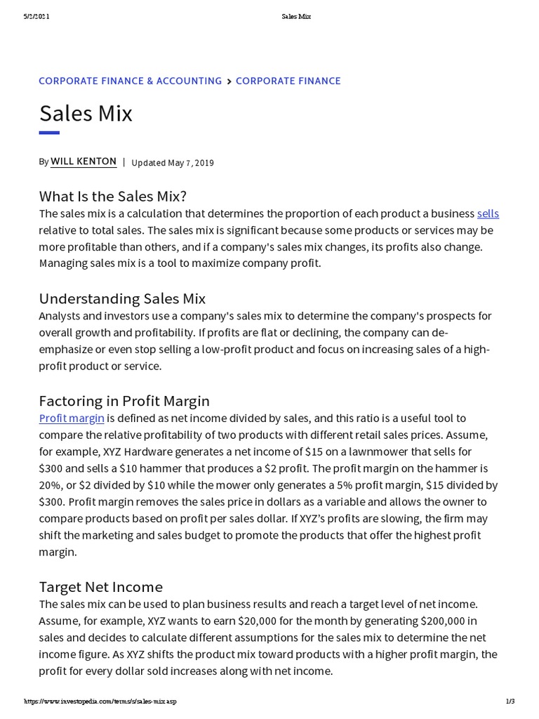 Sales Mix - Investopedia | PDF | Inventory | Financial Accounting