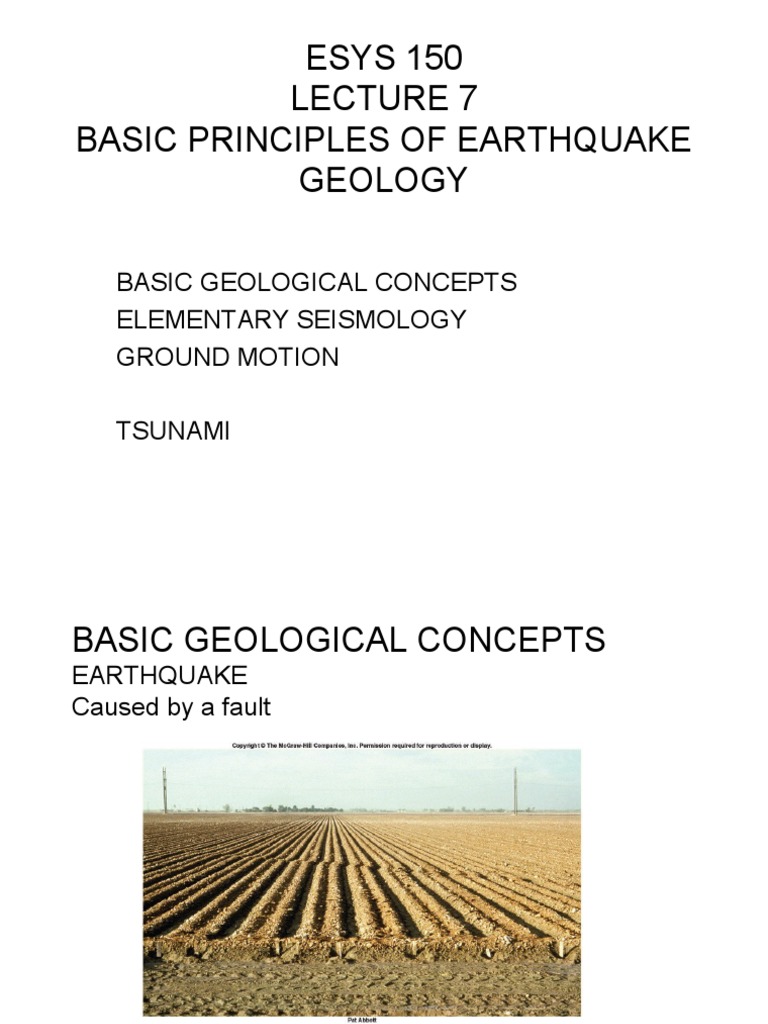 ESYS 150 Basic Principles of Earthquake Geology: Basic Geological ...