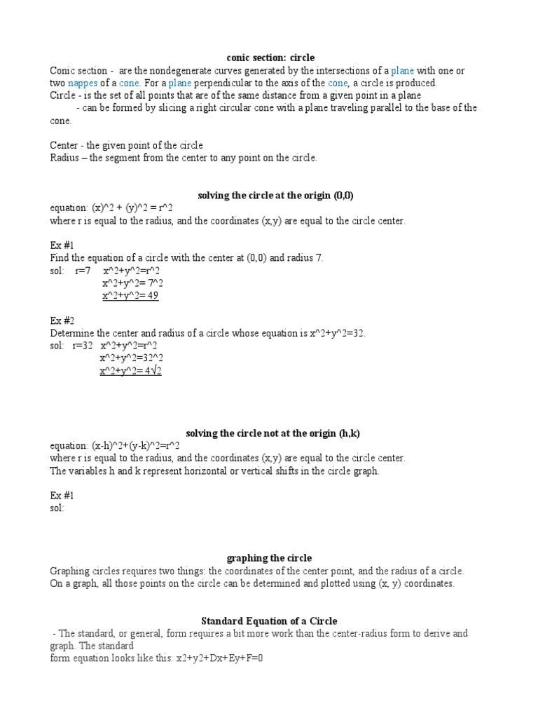 Understanding Circle Equations and Graphs | PDF | Technology & Engineering