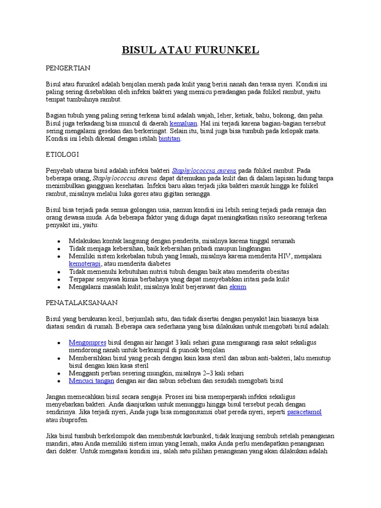 Bisul: Penyebab, Risiko, dan Penanganan | PDF
