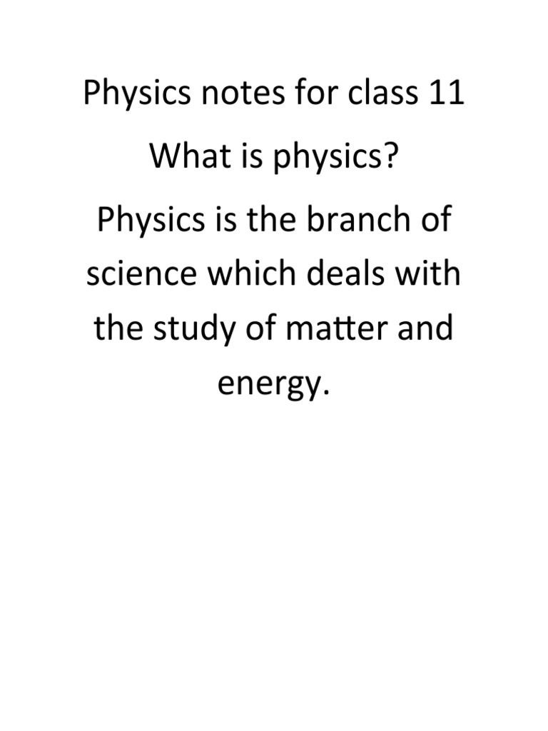 Physics Notes For Class 11 | PDF