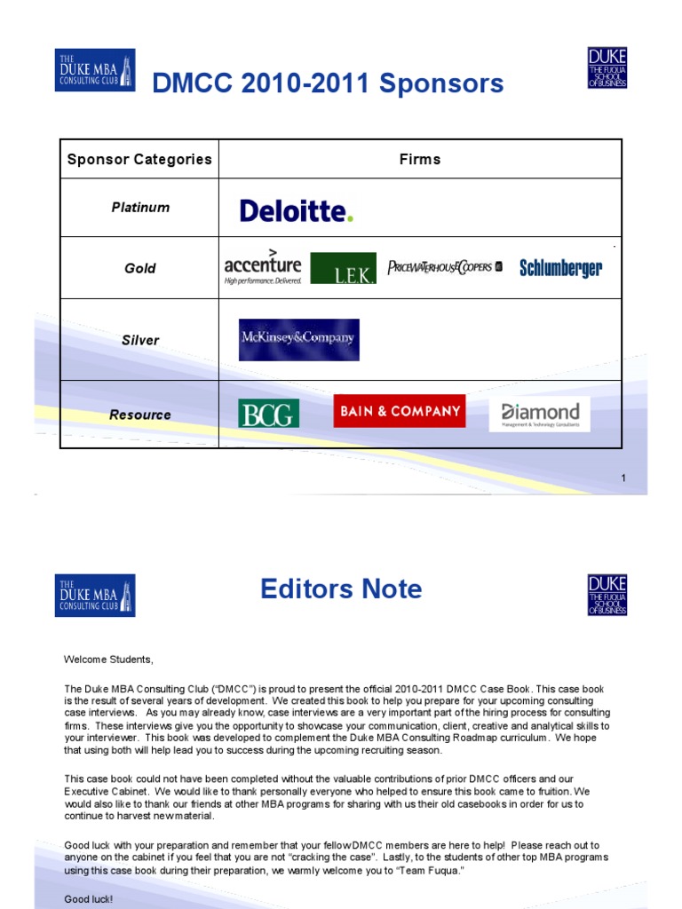 2010-2011 Duke Fuqua MCC Case Book | PDF | Inventory | Top Down And ...