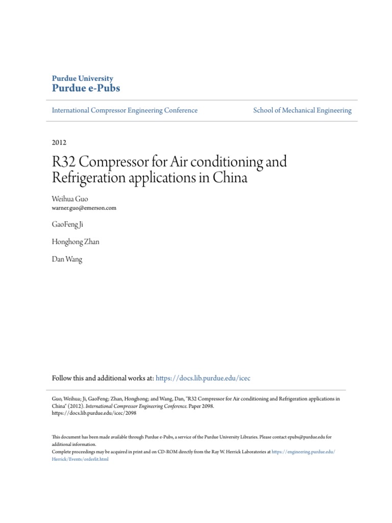 R32 Compressor For Air Conditioning and Refrigeration Application | PDF ...