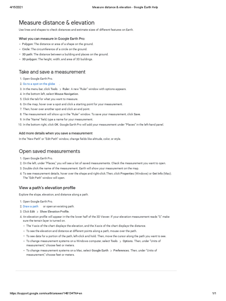 Google Earth Pro Measurement Guide | PDF | Area | Chart
