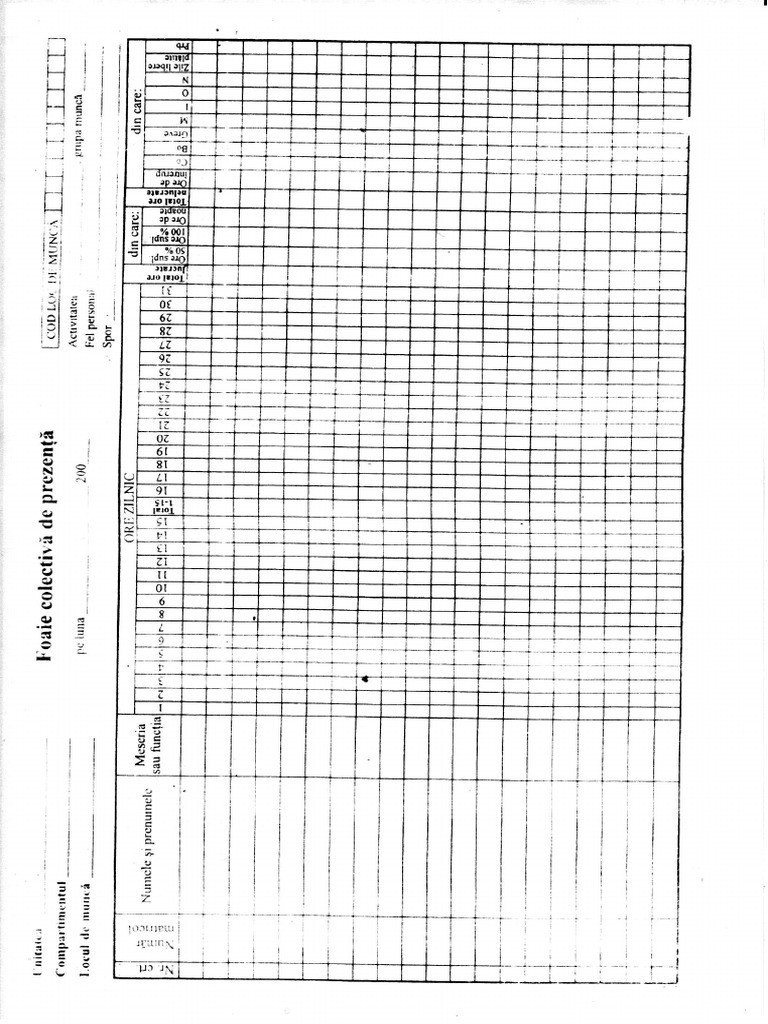 Foaie Colectiva de Prezenta | PDF