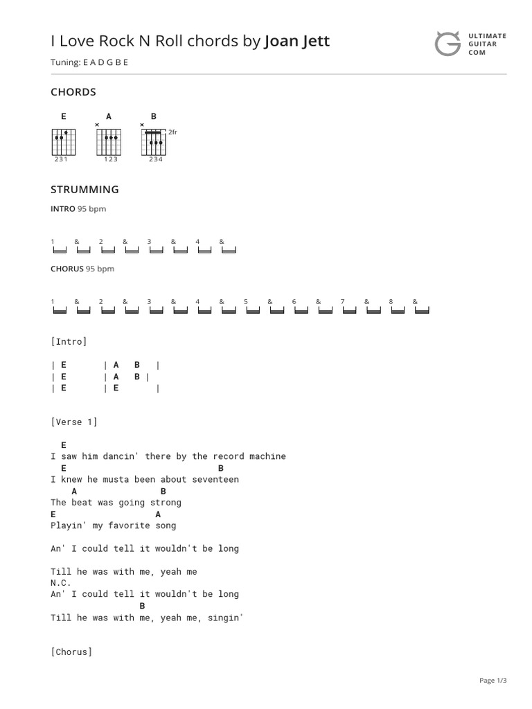 I Love Rock N Roll Chords | PDF | Song Structure | Musical Compositions