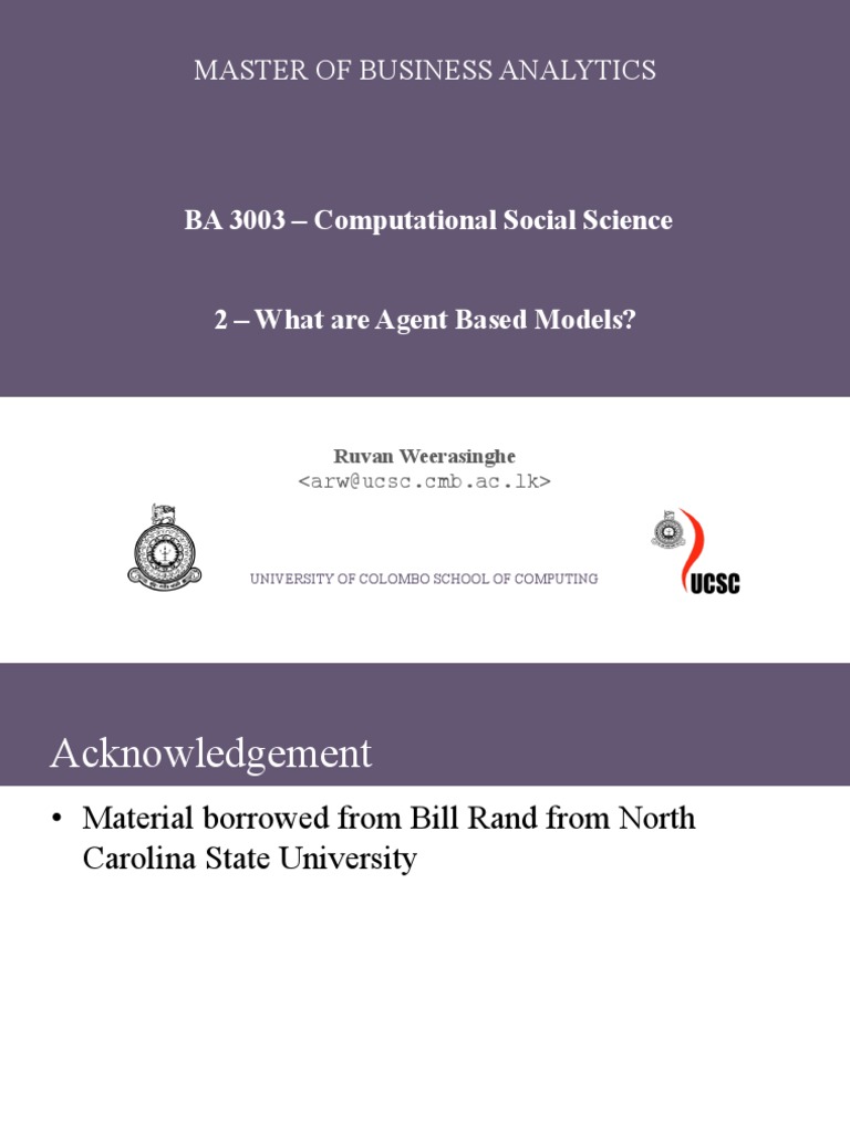 Master of Business Analytics: BA 3003 - Computational Social Science | PDF | Agent Based Model ...