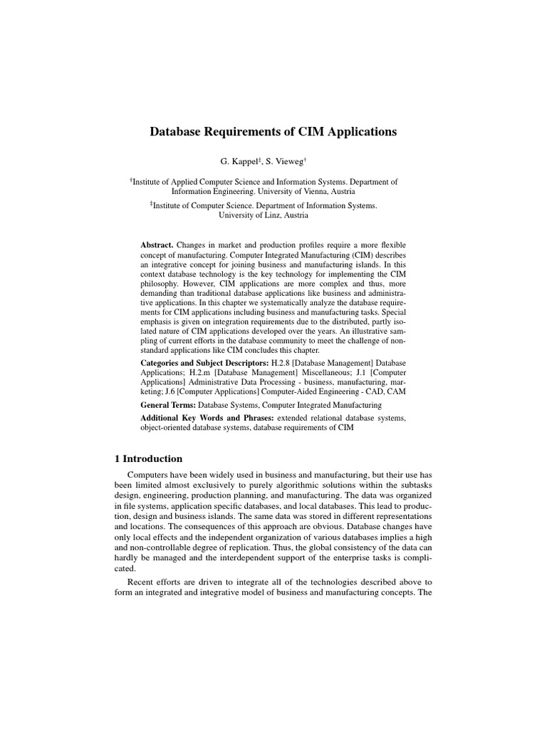 Database Requirements of CIM Applications | PDF | Database Transaction | Databases
