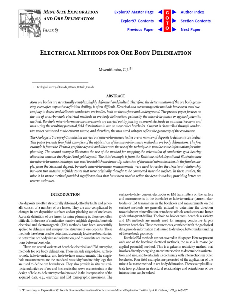 Electrical Methods For Ore Body Delineation | PDF | Electrical ...