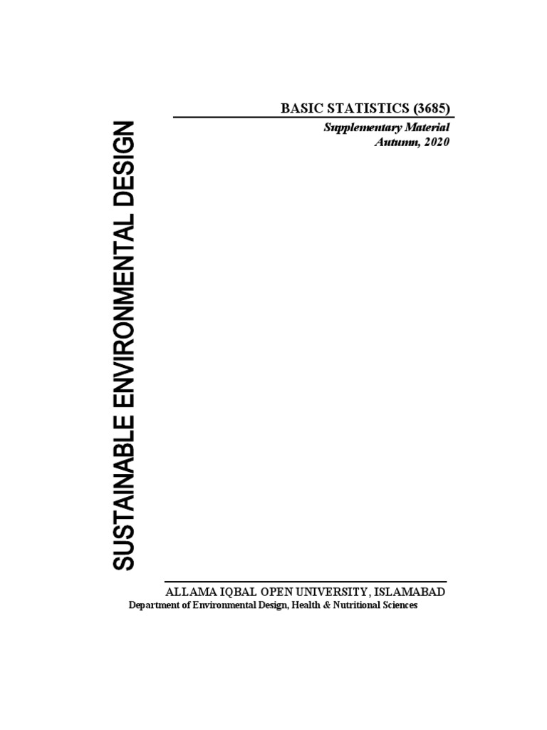 Basic Statistics (3685) : Supplementary Material Autumn, 2020 | PDF ...