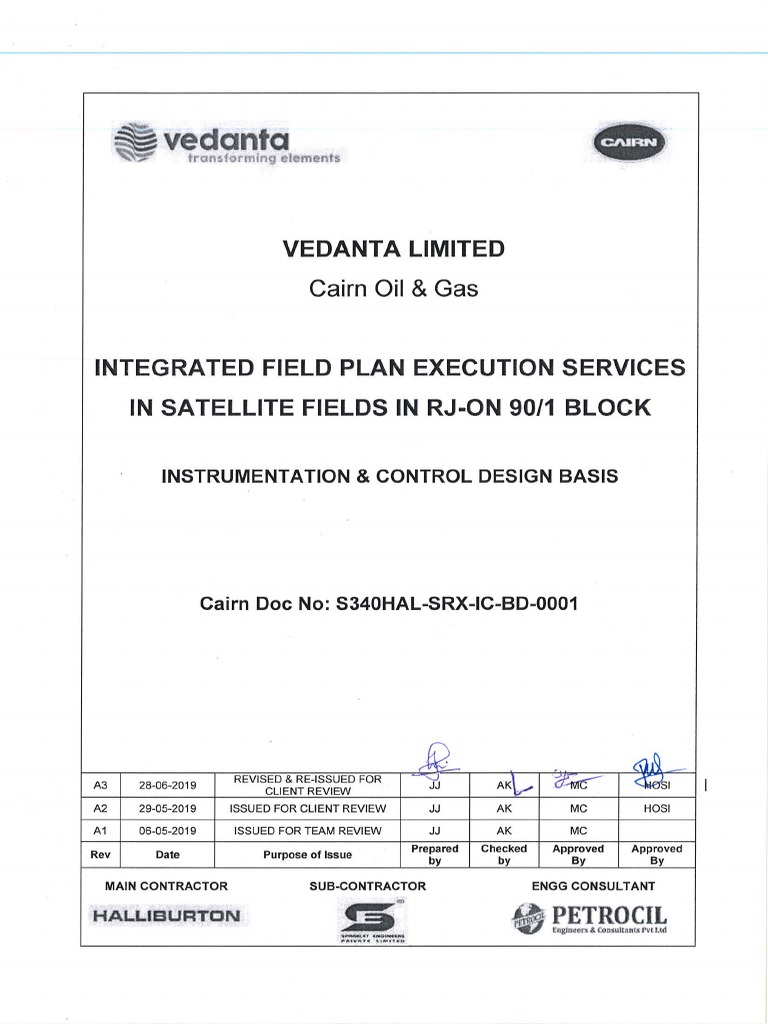 Instrumentation and Control Design Basis for Integrated Field Plan ...