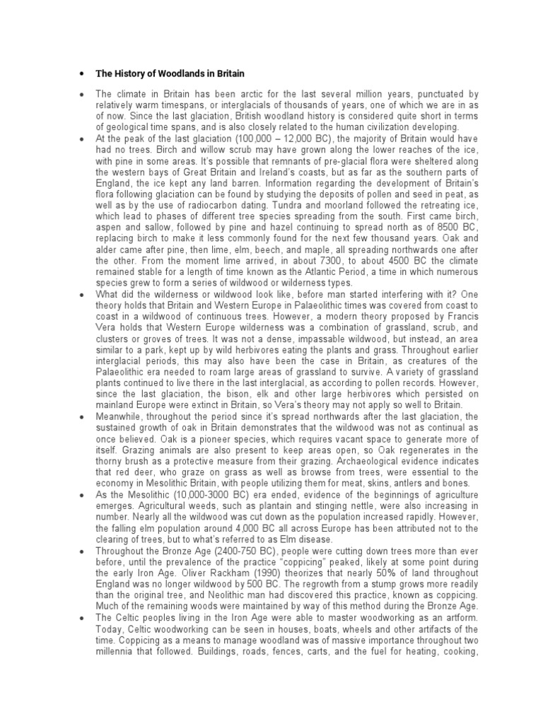 T He History of Woodlands in Britain | PDF | Deforestation | Great Britain