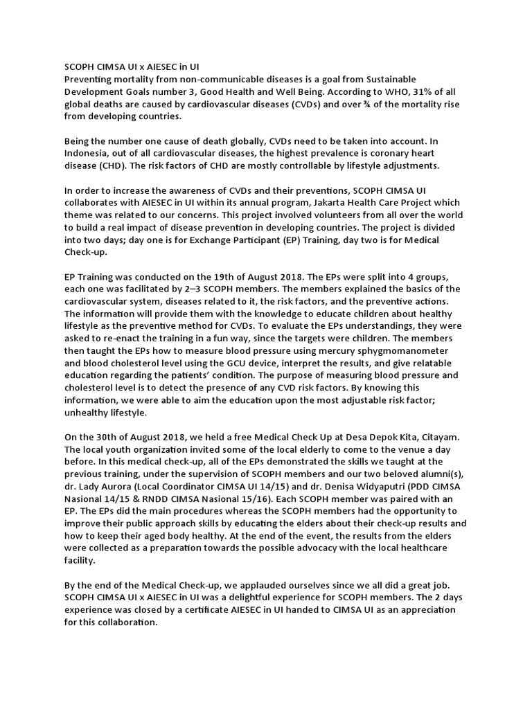 SCOPH CIMSA UI X AIESEC in UI - Article | PDF | Cardiovascular Diseases ...