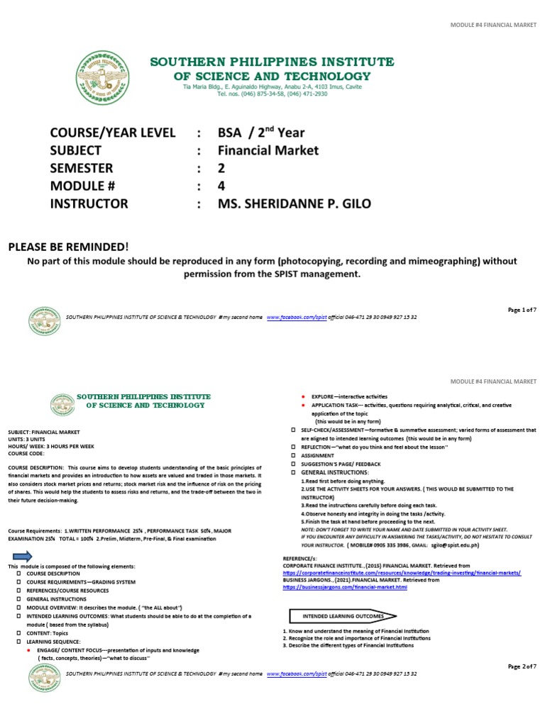 Module 4 Financial Market | PDF | Career & Growth