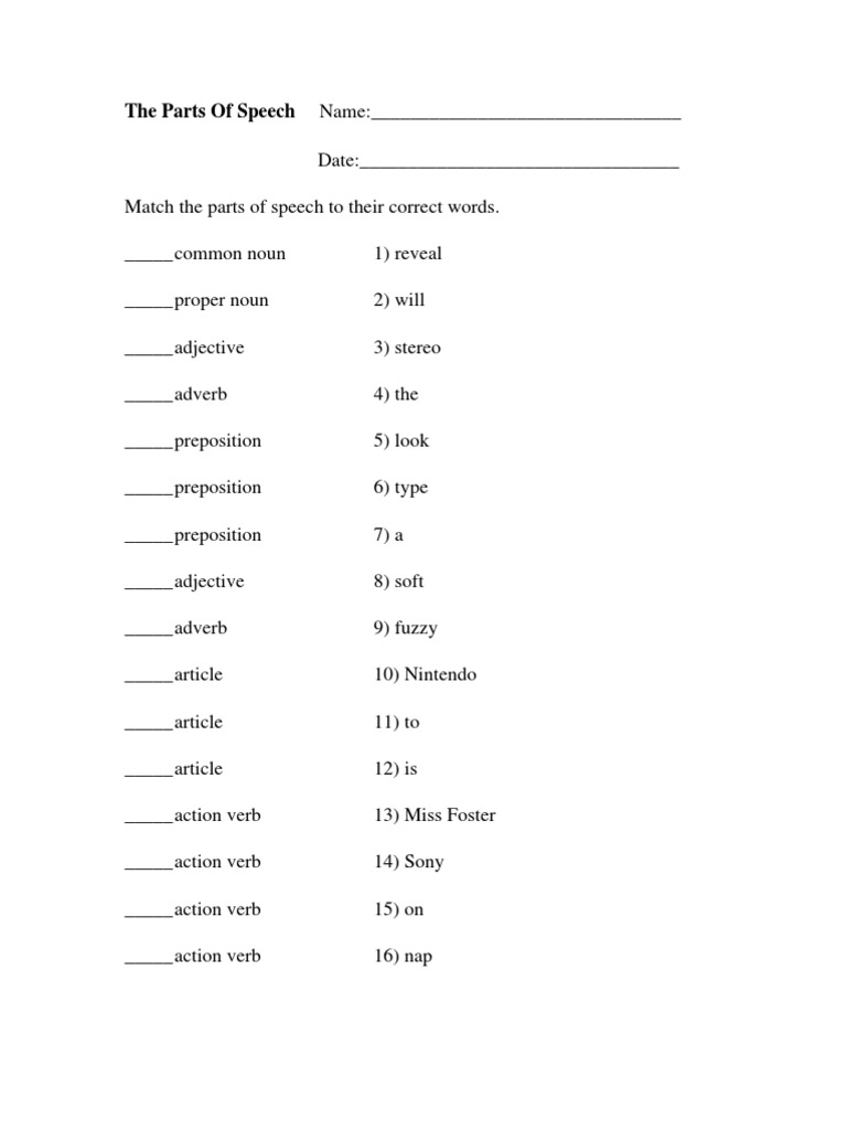Parts of Speech 1 | PDF