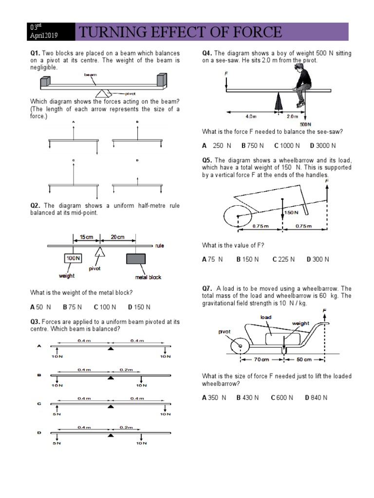 Turning Effect of Force | PDF | Weight | Force