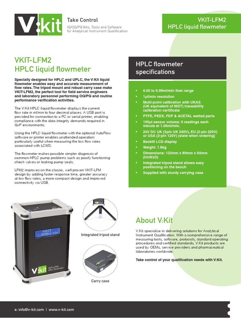 VKIT-LFM2 HPLC Flowmeter - Datasheet - v1 | PDF | Flow Measurement ...