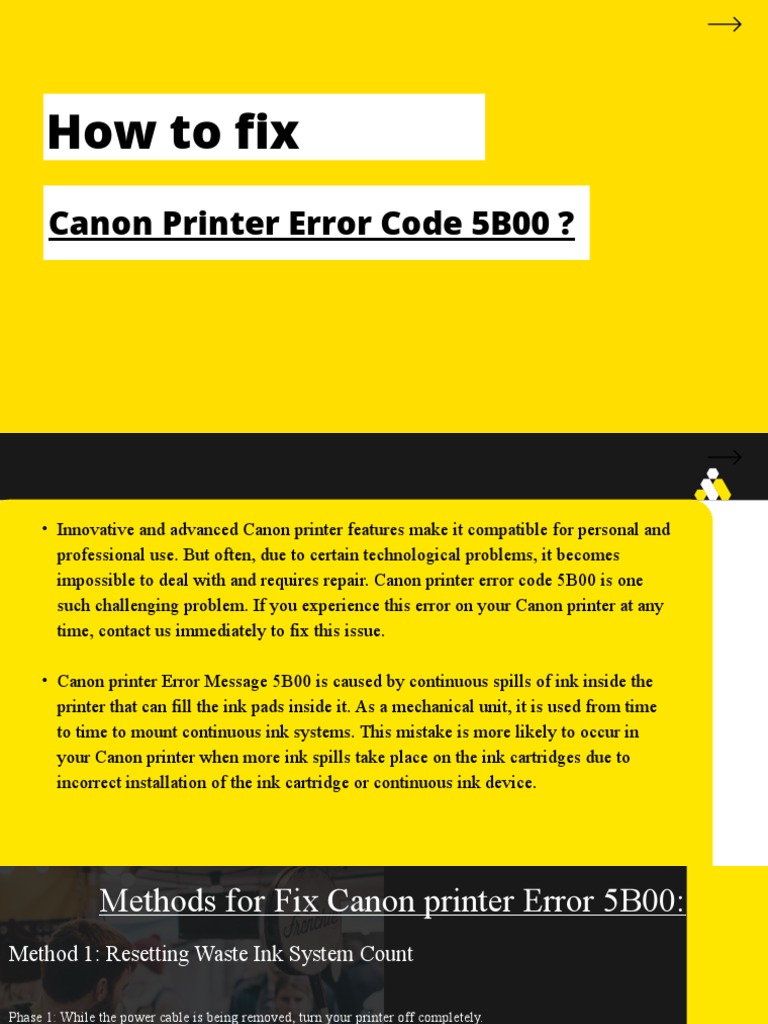 How To Fix Canon Printer Error Code 5B00 | PDF | Printer (Computing ...