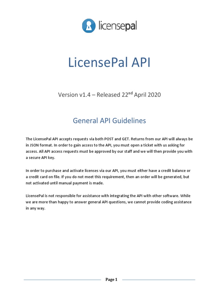 Licensepal Api Docs Pdf Parameter Computer Programming Subroutine