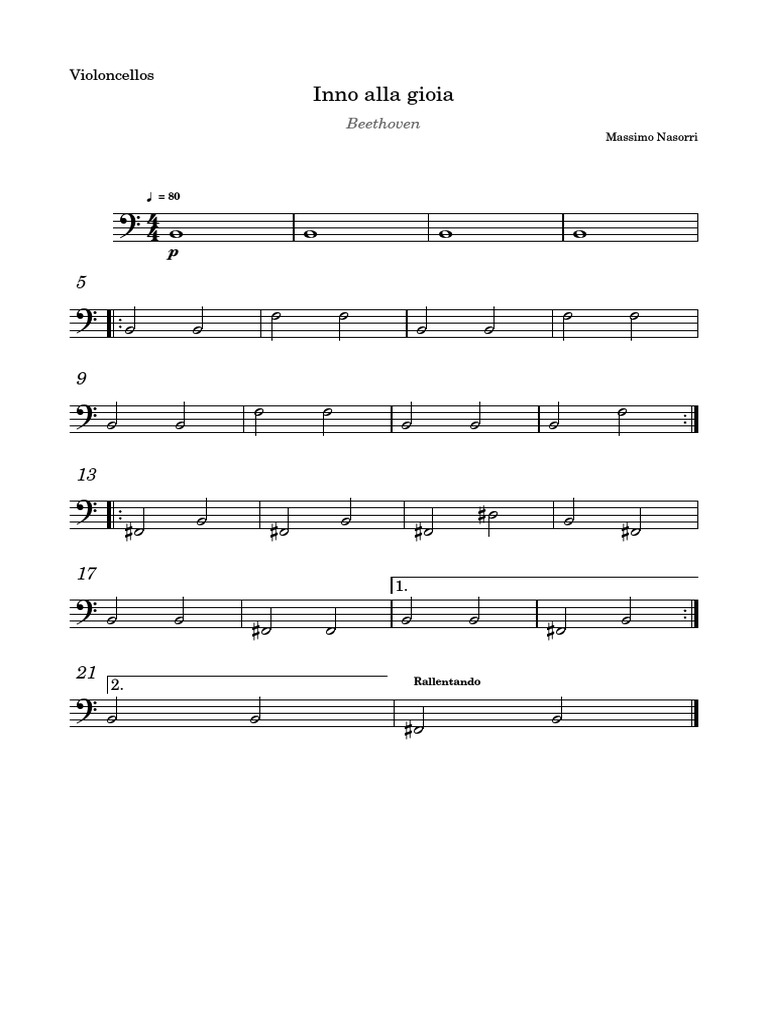 Inno Alla Gioia - Cello | PDF
