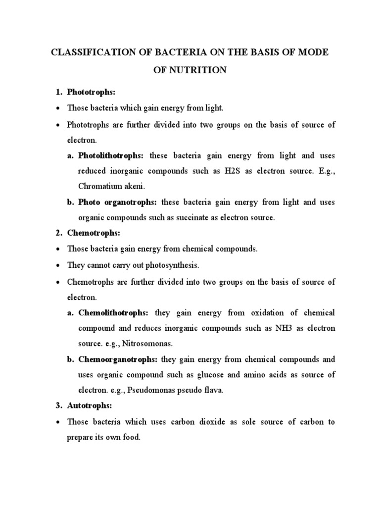 Classification of Bacteria On The Basis of Mode of Nutrition | PDF ...