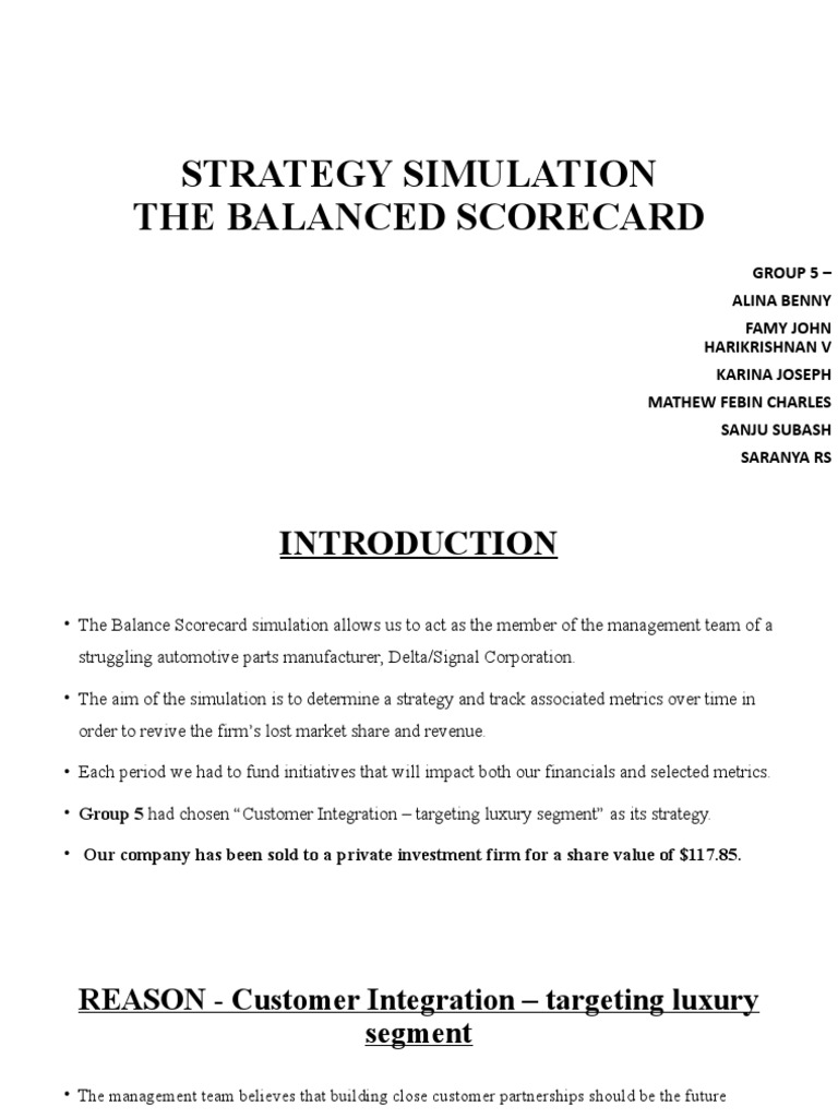Strategy Simulation The Balanced Scorecard | PDF | Business Economics ...