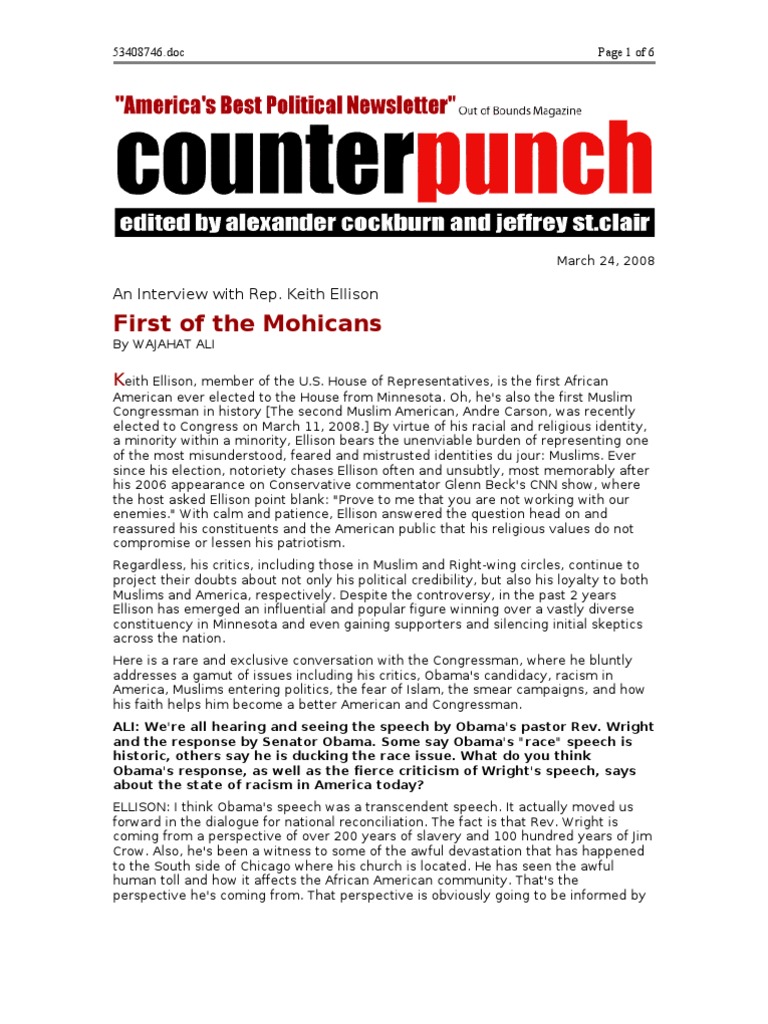 03-24-08 CP-First of The Mohicans - Keith Ellison Interview by | PDF ...