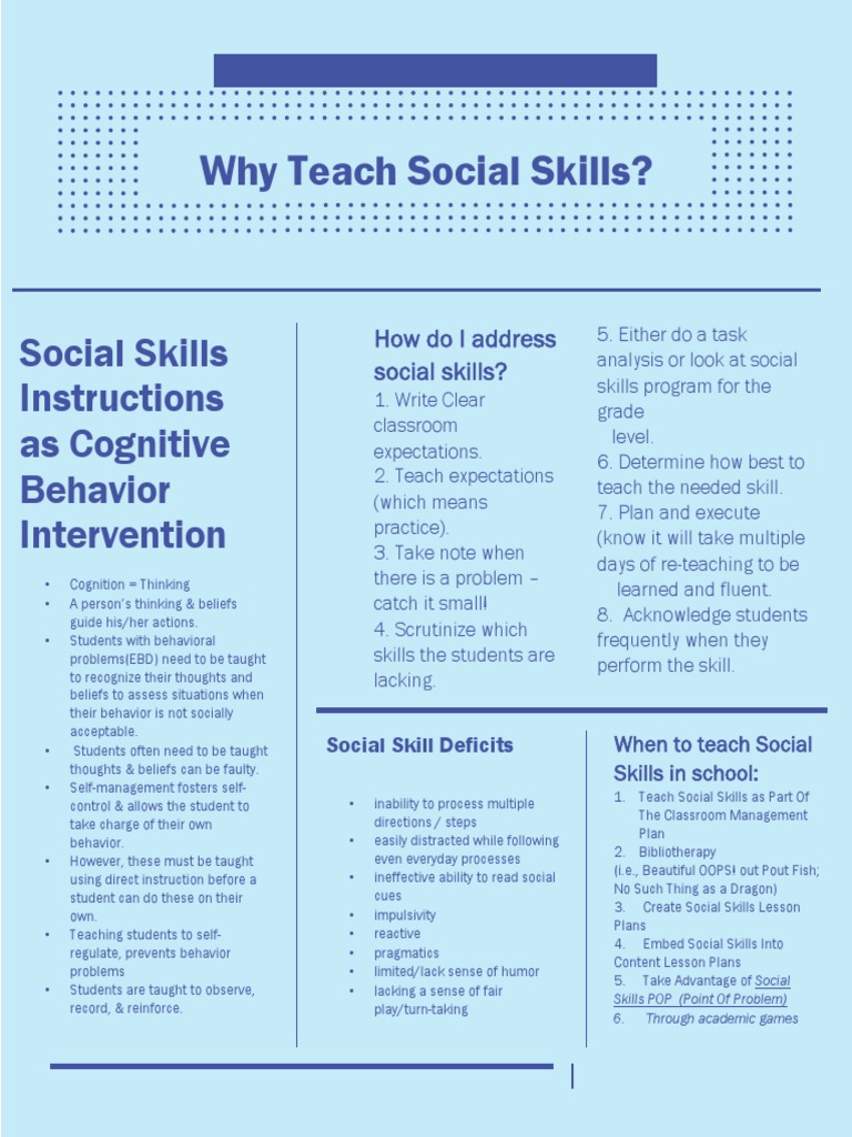 Why Teach Social Skills | PDF | Social Skills | Classroom Management
