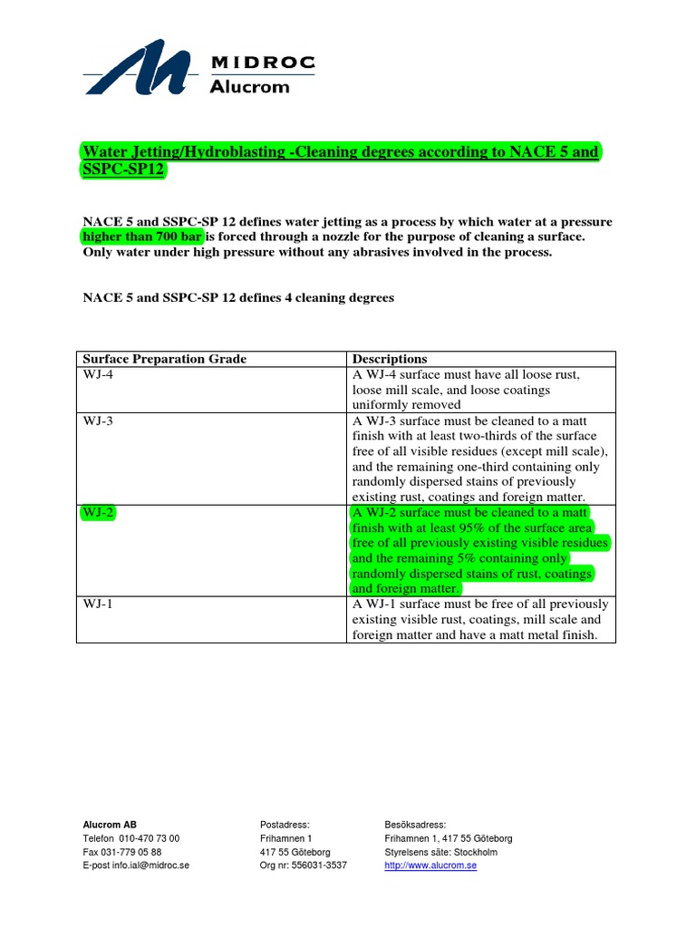 NACE 5 Och SSPC-SP 12 | PDF