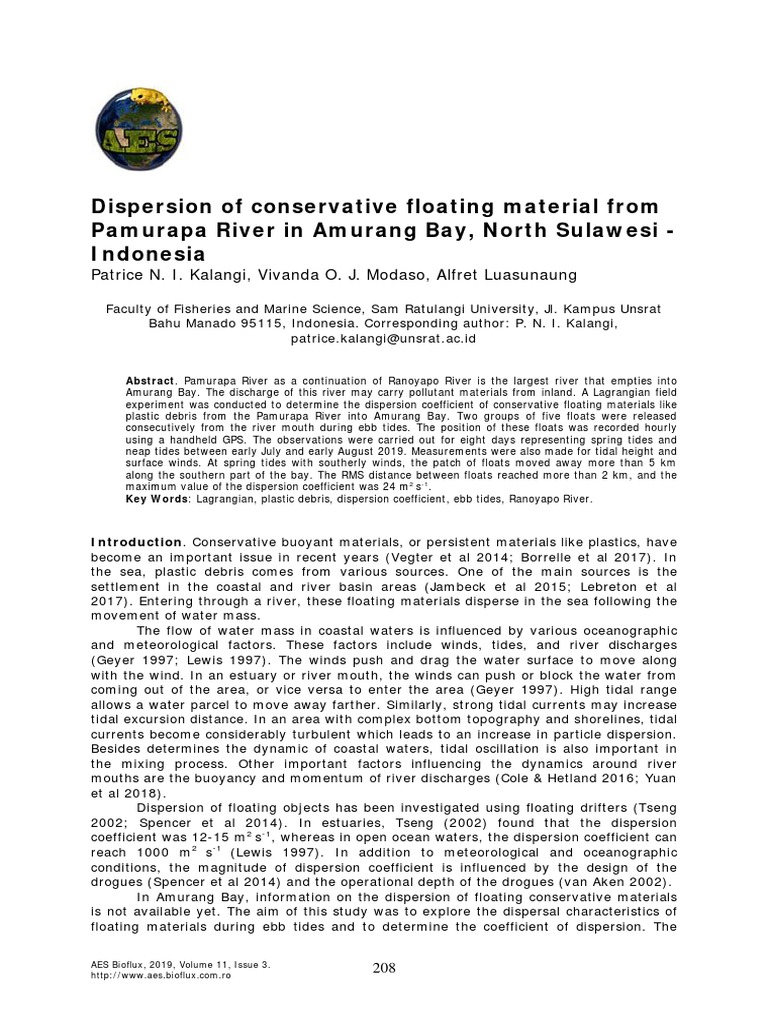 Dispersion of Plastic Debris in Amurang Bay | PDF | Tide | Wound