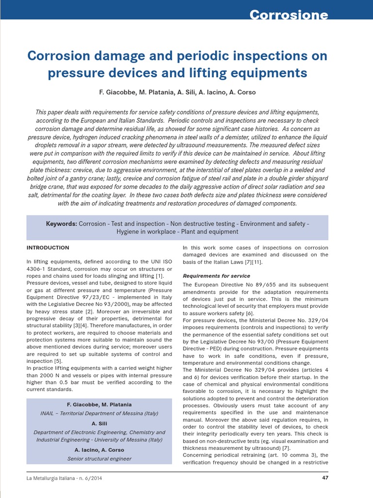 Corrosion Damage and Periodic Inspections On Pressure Devices and ...
