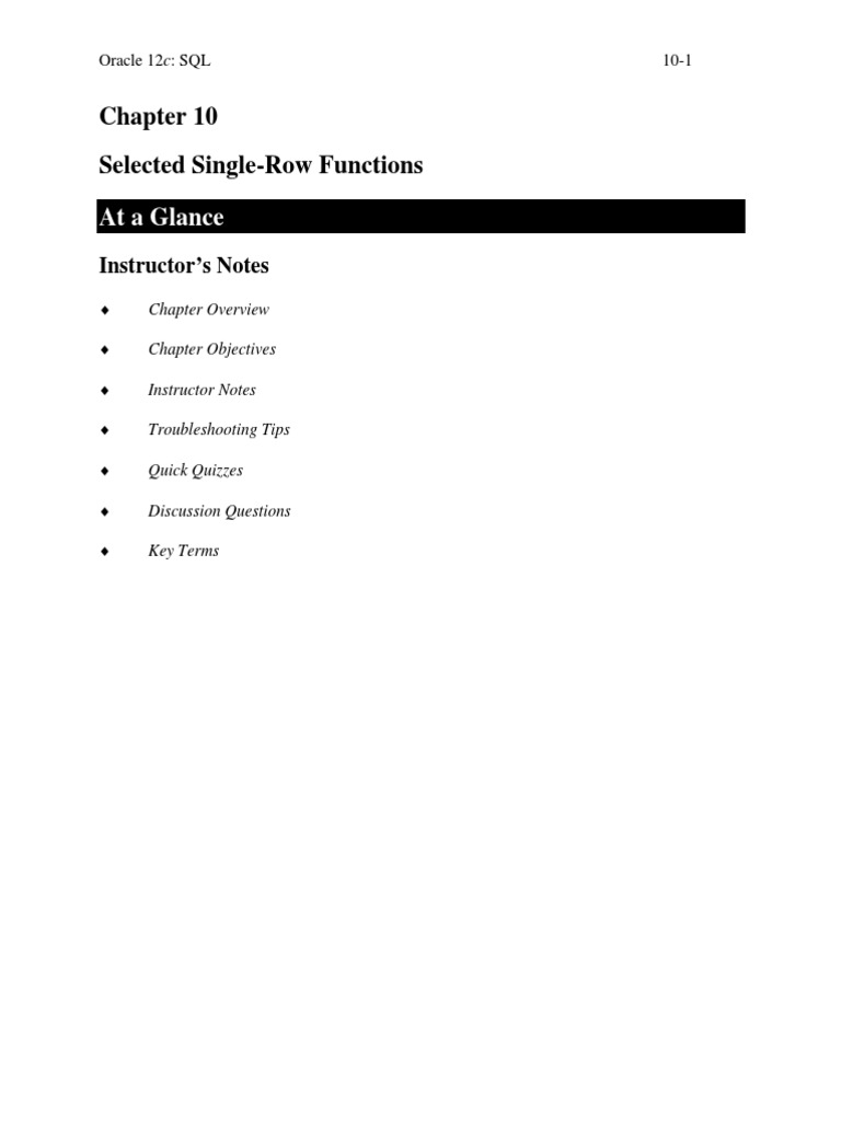 At A Glance: Selected Single-Row Functions | PDF | Subroutine | Table (Database)