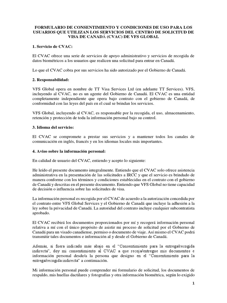 Consent Form Spanish New | Descargar gratis PDF | Canadá | Biometría