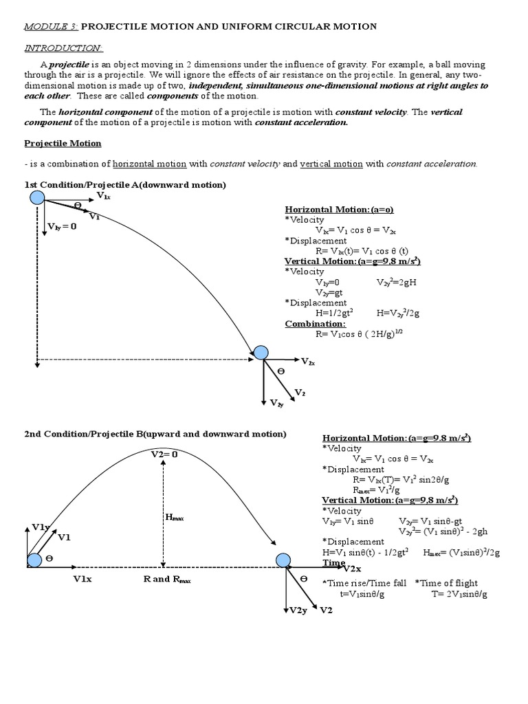 3-Projectile Motion and Ucm | PDF | Acceleration | Speed