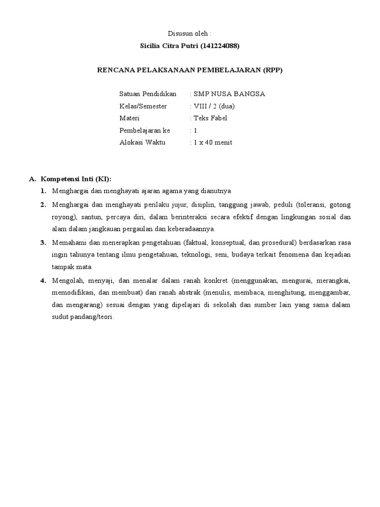 Contoh RPP K-13 B. Indo | PDF