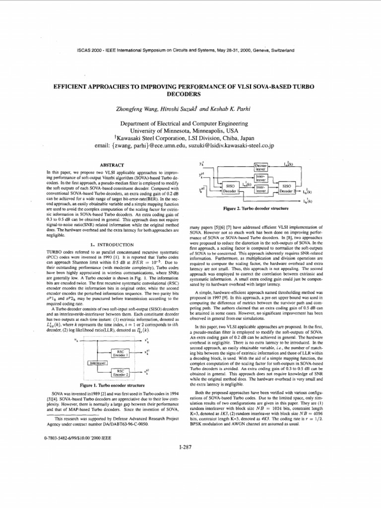 Efficient Approaches To Improving Performance of Vlsi Sova-Based Turbo ...