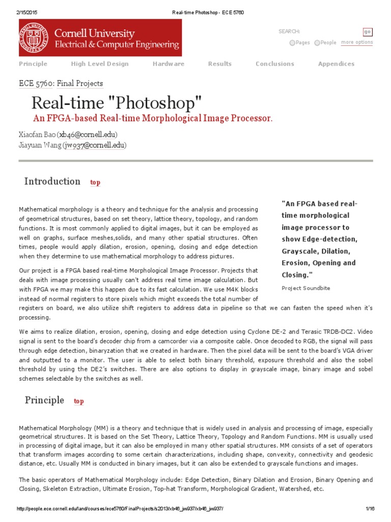 Real-Time Photoshop - ECE 5760 | PDF | Rgb Color Model | Computer Science