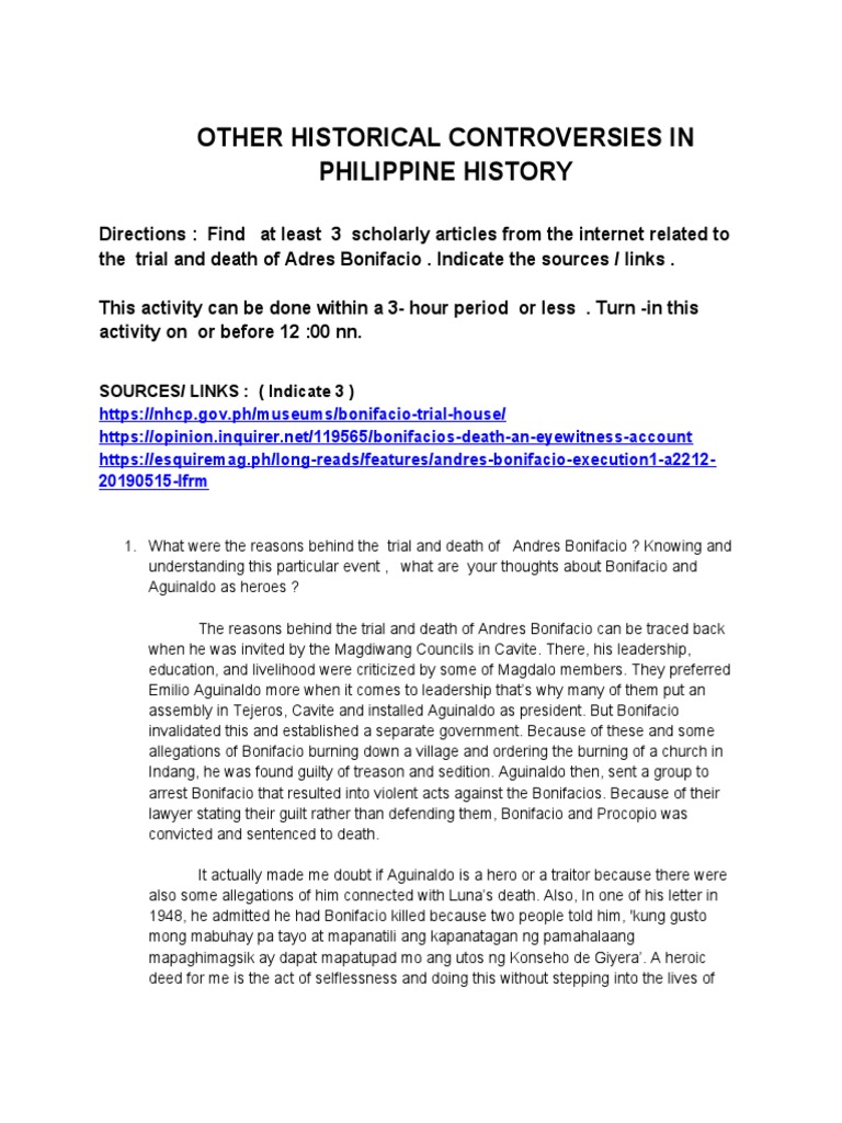 Other Historical Controversies in Philippine History: SOURCES/ LINKS ...