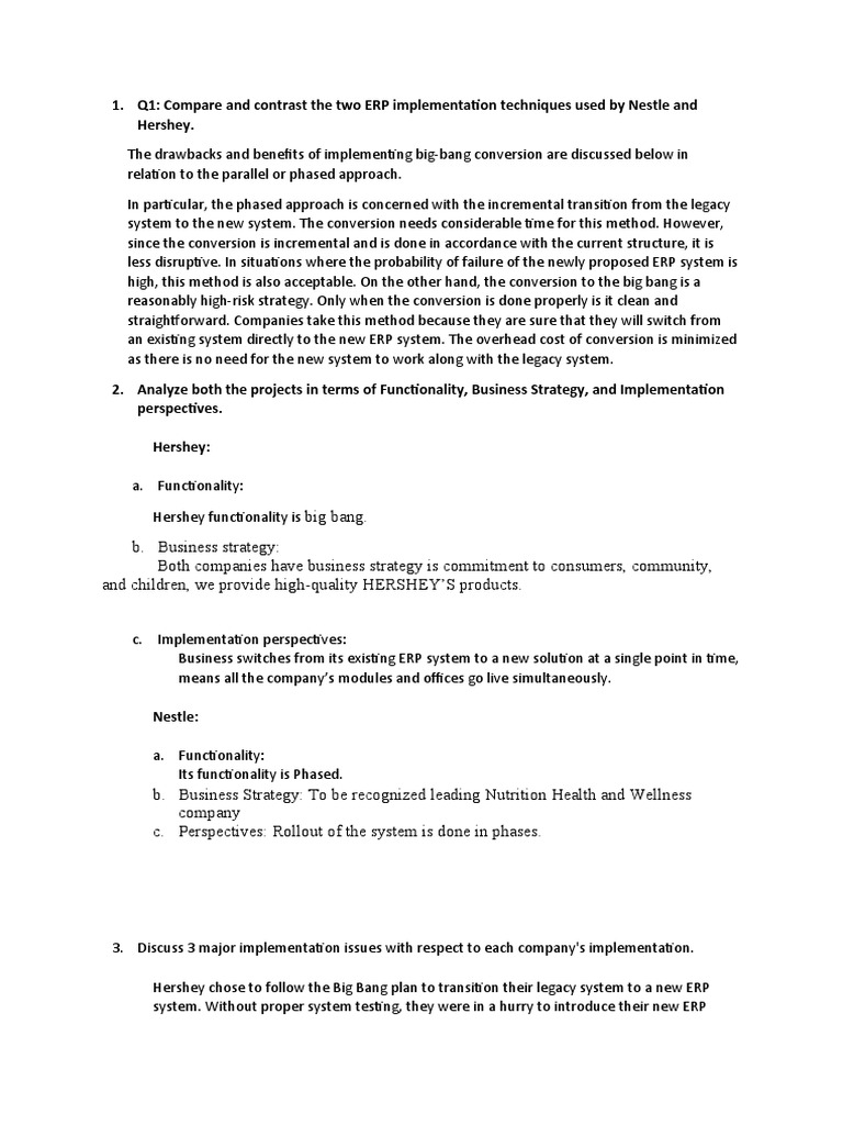 Case Study Answers | PDF | Enterprise Resource Planning | Implementation