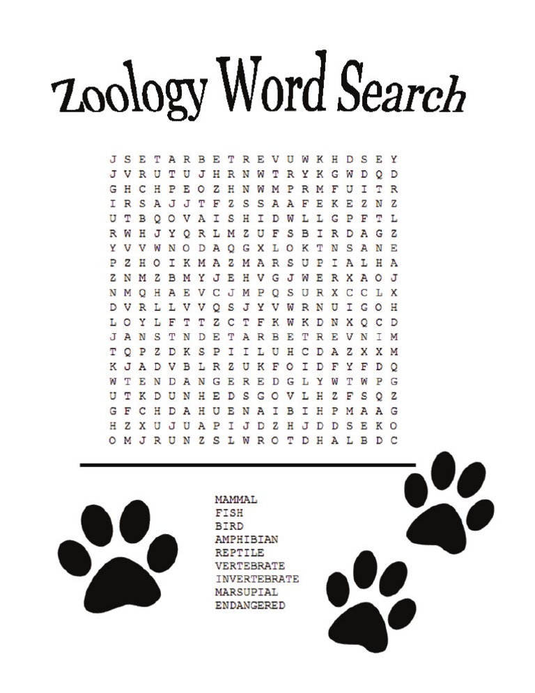 Zoology Word Search | PDF