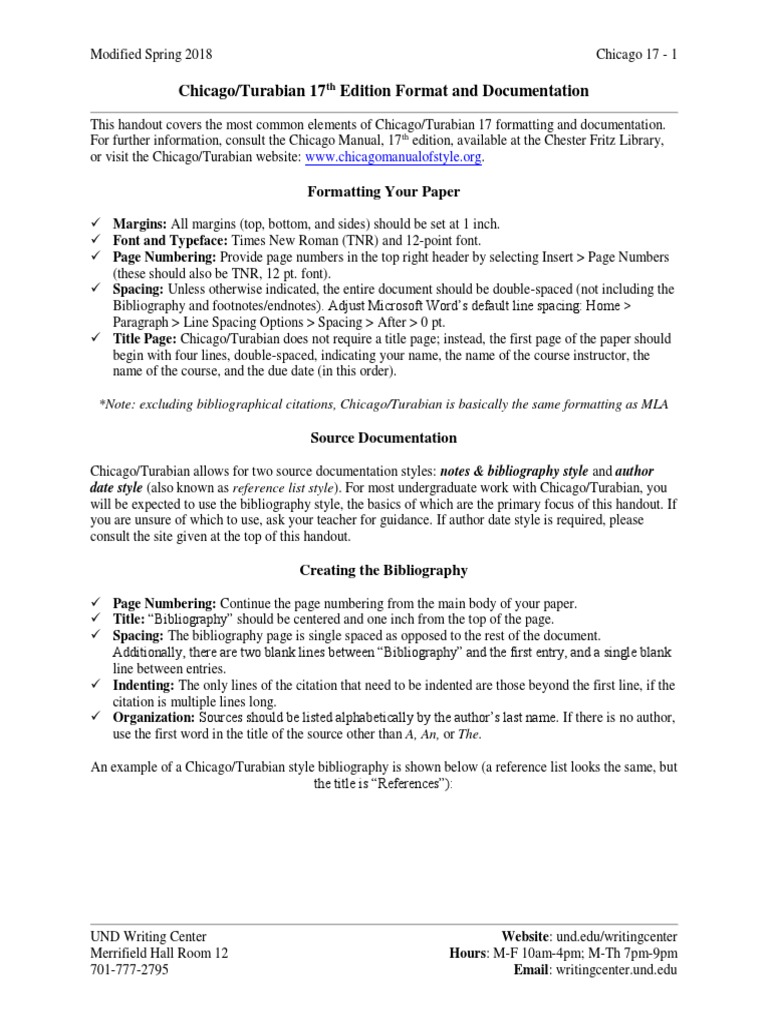 Chicago/Turabian 17 Edition Format and Documentation: Formatting Your ...
