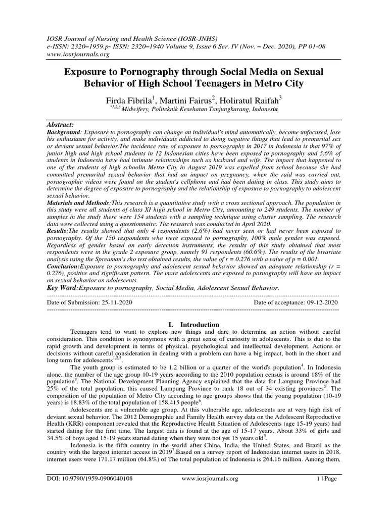 2020 Exposure Pornography Through Social Media | PDF | Human Sexual ...