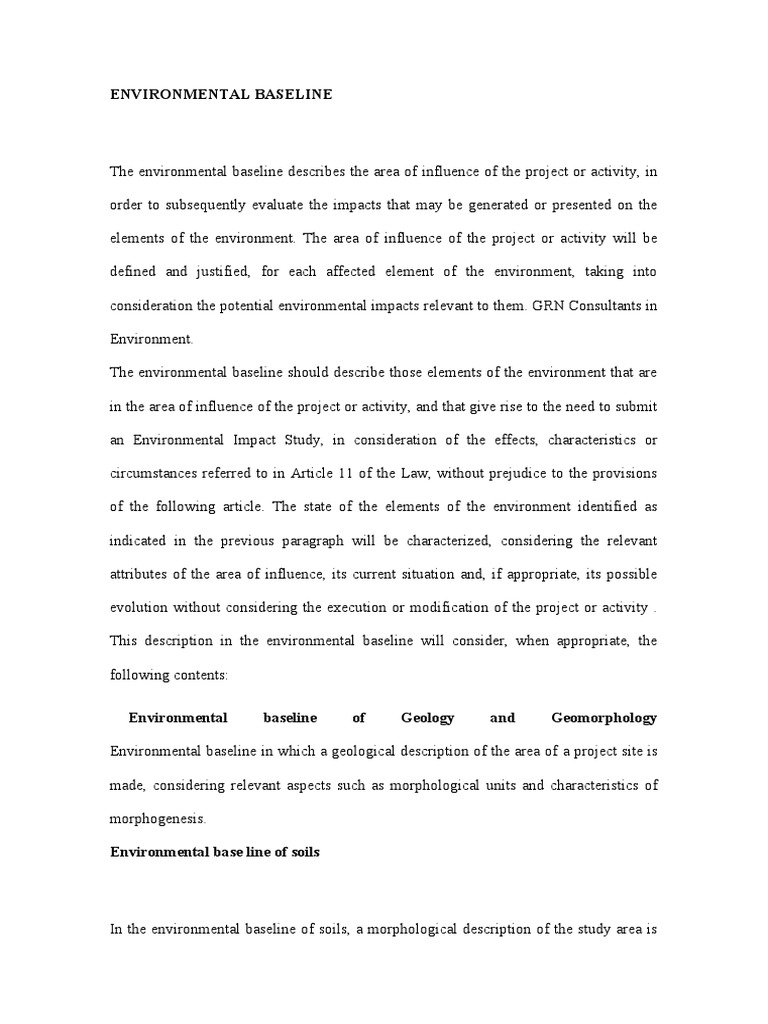 Environmental Baseline | PDF | Erosion | Vegetation
