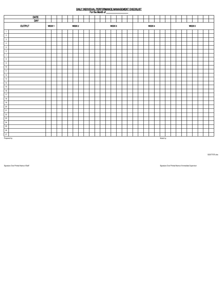 Form Daily Individual Performance Management Checklist | PDF ...