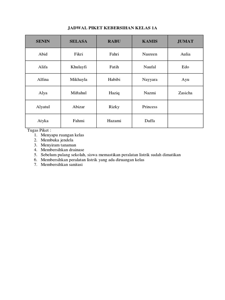 Jadwal Piket | PDF