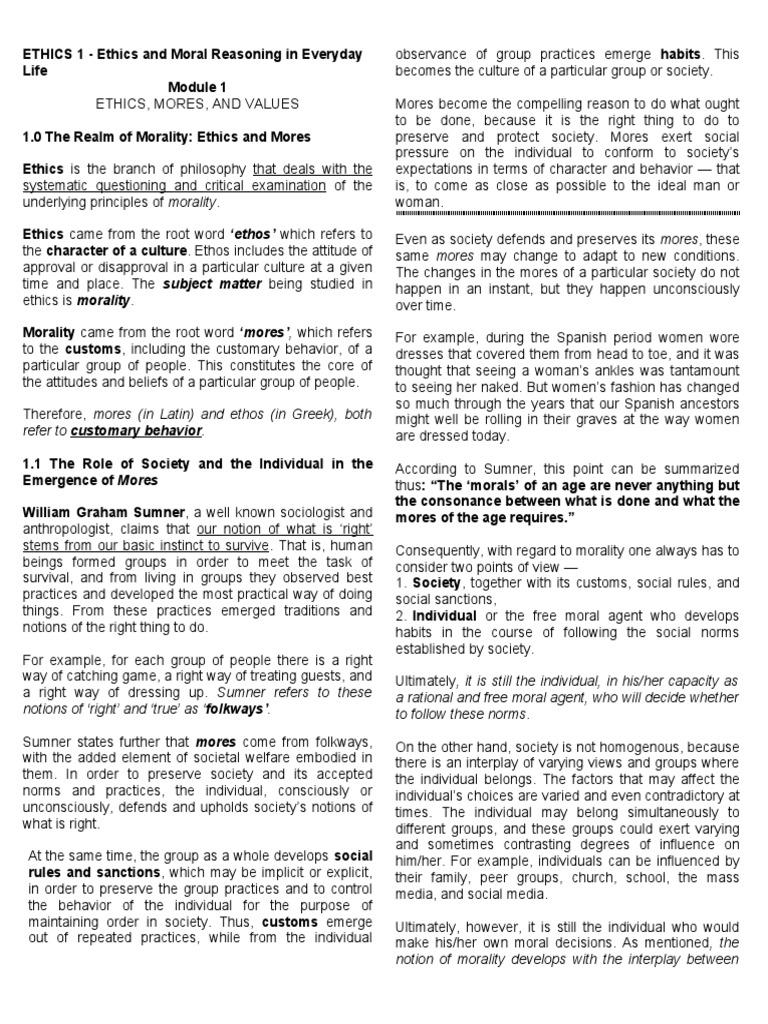 ETHICS 101 Module 1 | PDF