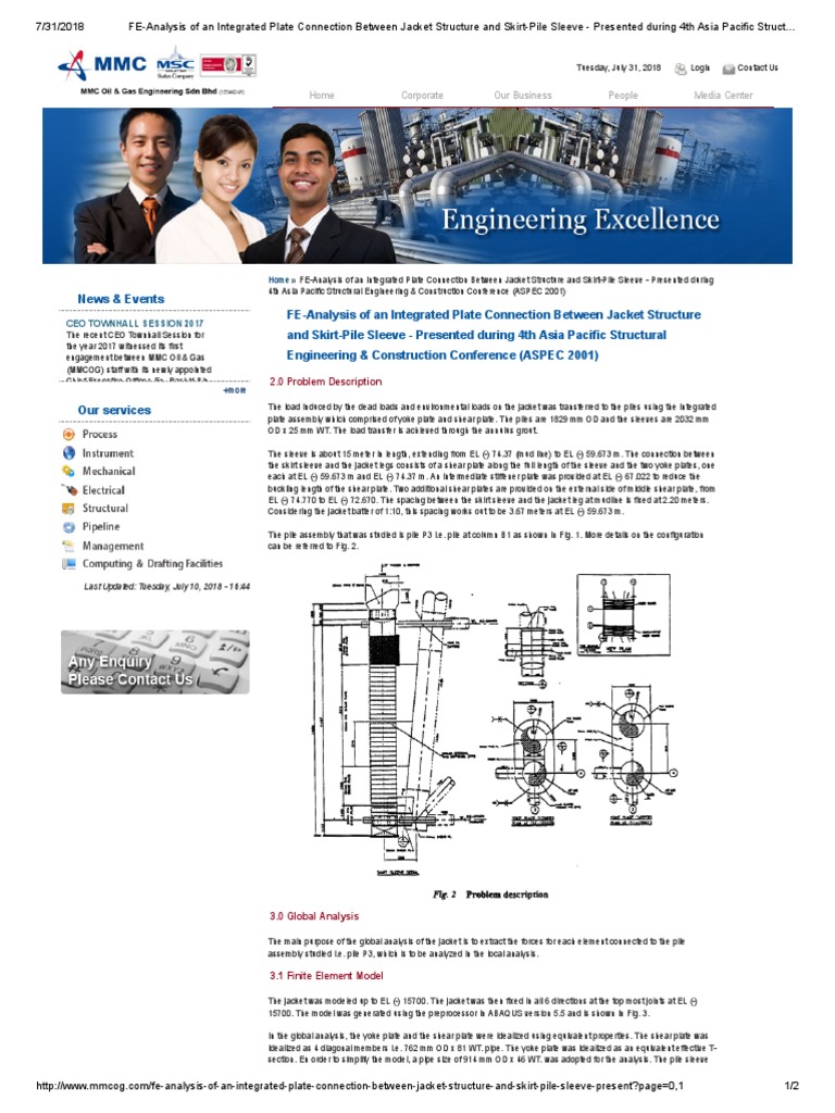 FE-Analysis of An Integrated Plate Connection Between Jacket Structure ...