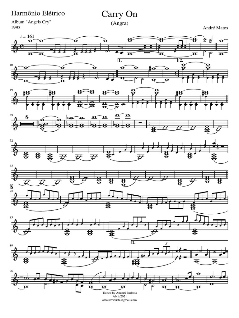 Carry On - Angra-Harmônio - Elétrico | PDF | Música sul-americana | São Paulo